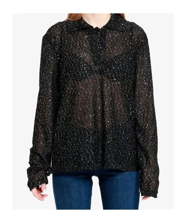 MSGM Embellished Knitted Polo Shirt