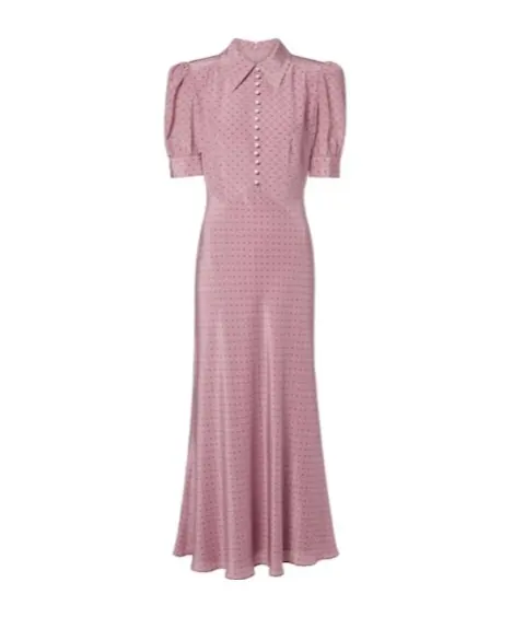 Alessandra Rich Polka-dot Silk Midi Dress
