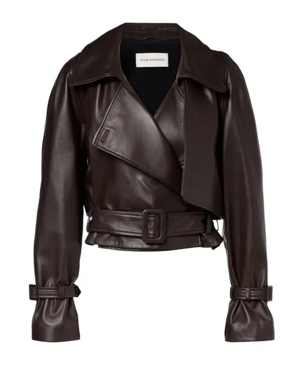 Nour Hammour Hatti Cropped Leather Jacket