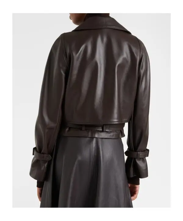 Nour Hammour Hatti Cropped Leather Jacket