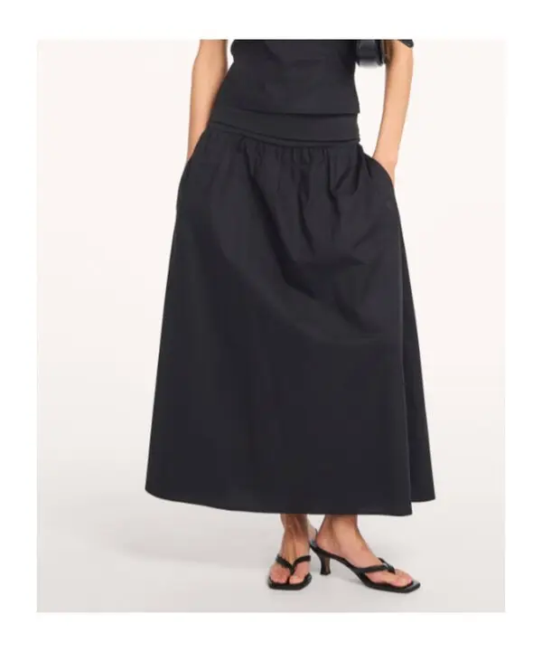 SAMSOE SAMSOE Elastic Waist Midi Skirt