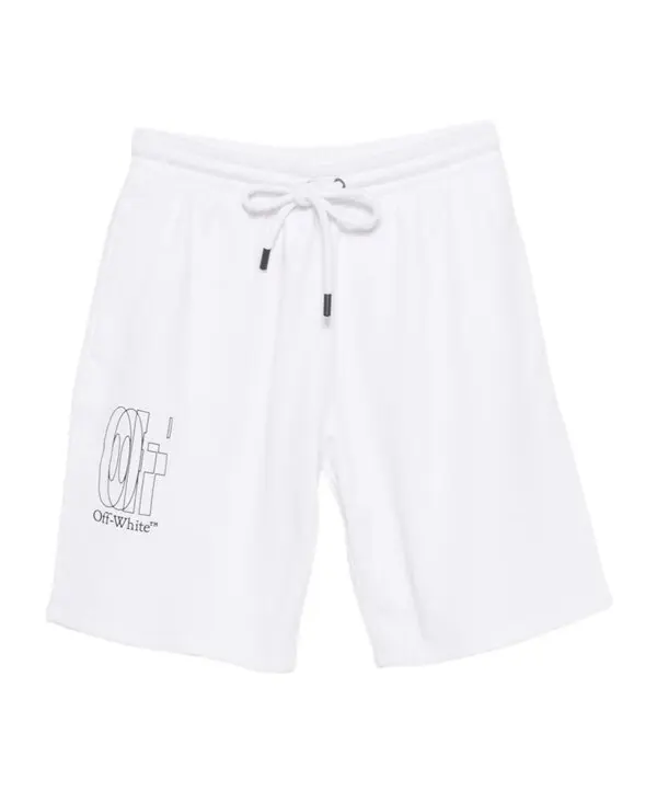 Off-White Drawstring Elastic Waist Shorts