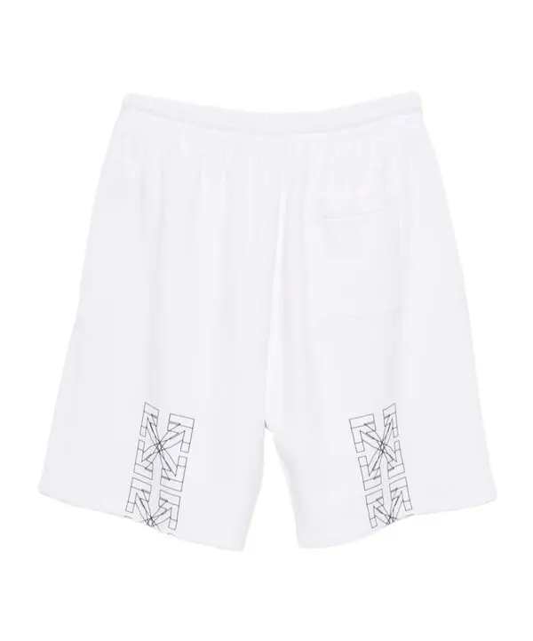 Off-White Drawstring Elastic Waist Shorts