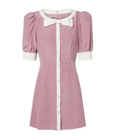 Alessandra Rich Polka-dot Silk Mini Dress With Bow Detail - Pink