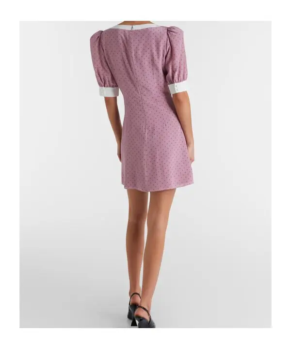 Alessandra Rich Polka-dot Silk Mini Dress With Bow Detail - Pink
