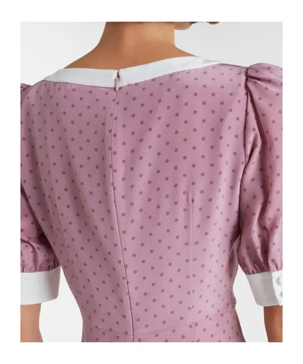 Alessandra Rich Polka-dot Silk Mini Dress With Bow Detail - Pink