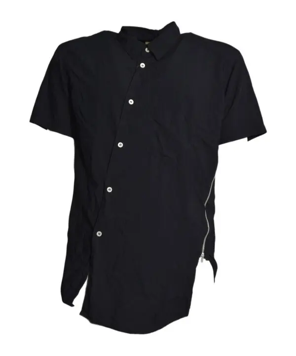 Comme Des Garçons Zip Detailed Asymmetric Shirt - Black