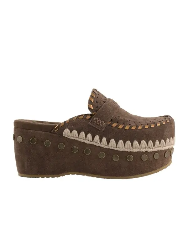 Mou Clog Leather Overstitching