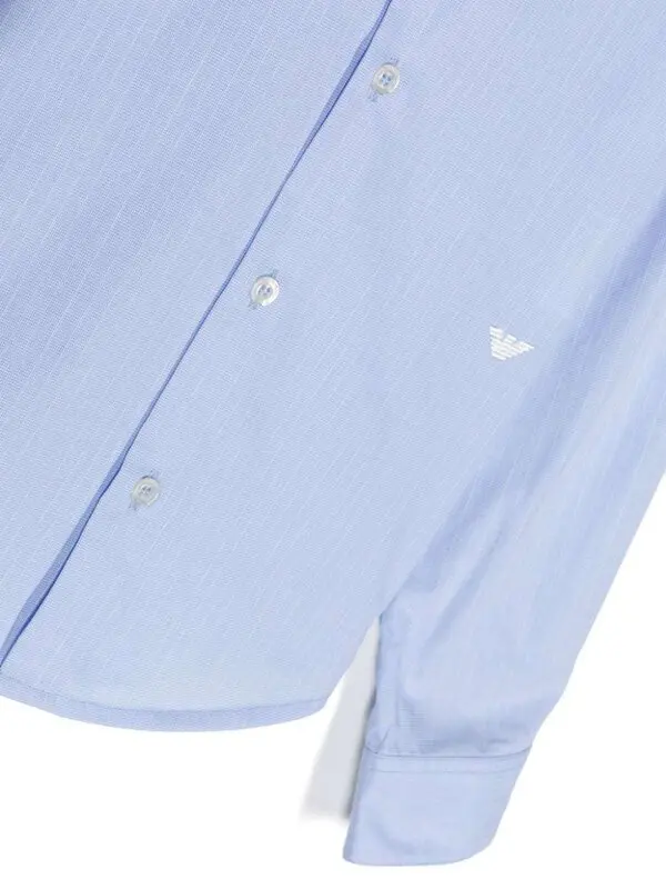 Emporio Armani Embroidered Logo Striped Cotton Shirt