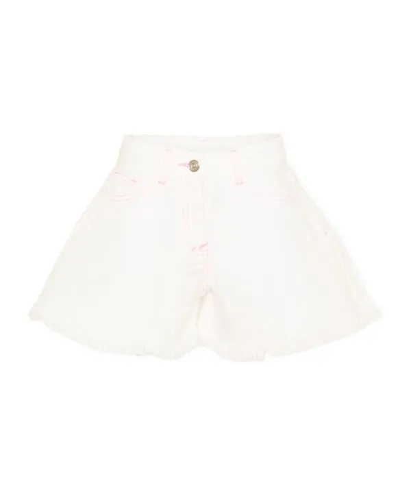 Monnalisa Embroidered Raw-cut Shorts - White
