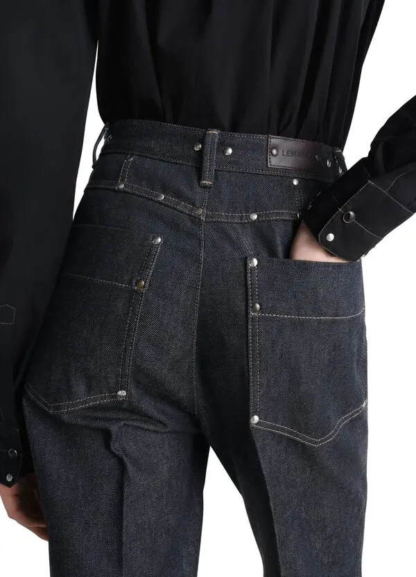 LEMAIRE Straight High-waisted Pants With Studs