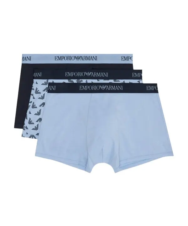 Emporio Armani Logo-waistband Cotton Boxers - Blue