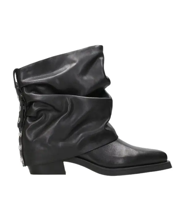 Ash Round Toe Gathered Detail Boots