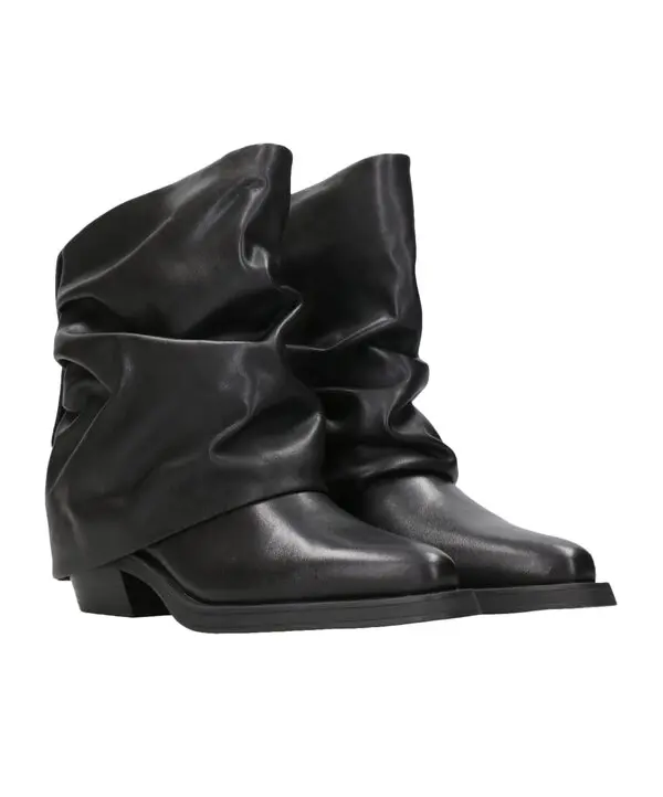 Ash Round Toe Gathered Detail Boots