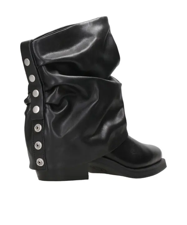 Ash Round Toe Gathered Detail Boots