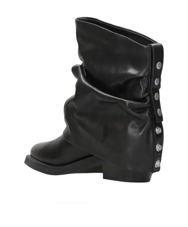 Ash Round Toe Gathered Detail Boots