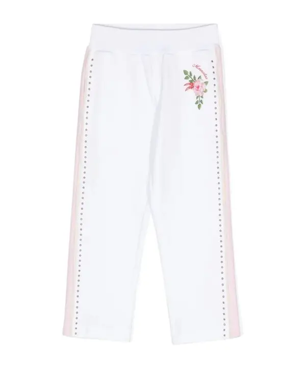 Monnalisa Floral-print Track Pants - White