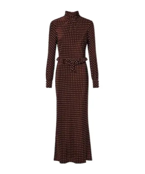 Alessandra Rich Polka-dot Midi Dress - Brown