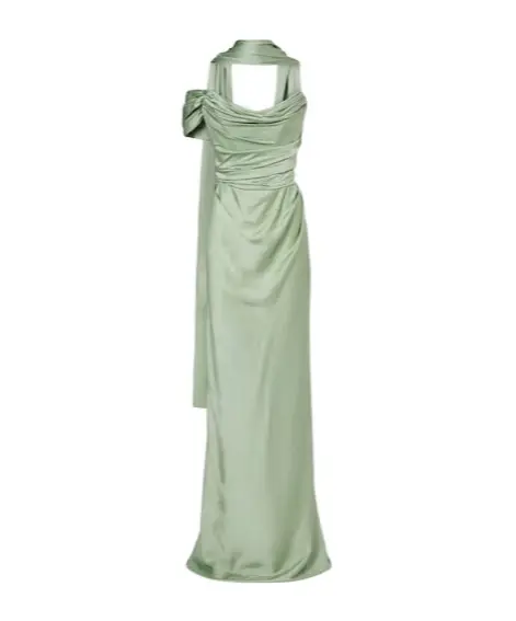 VIVIENNE WESTWOOD Nova Vixen Scarf-detail Satin Gown - Gray