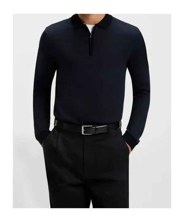 Hugo Boss Zip Long-sleeved Polo Shirt