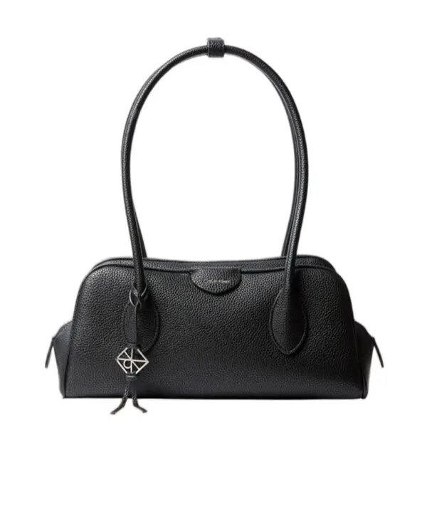 Calvin Klein Emblem Logo Pebble Shoulder Bag - Black