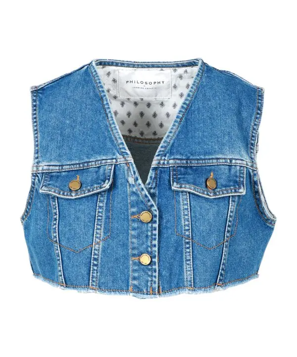 Philosophy Di Lorenzo Serafini V-neck Denim Vest - Blue