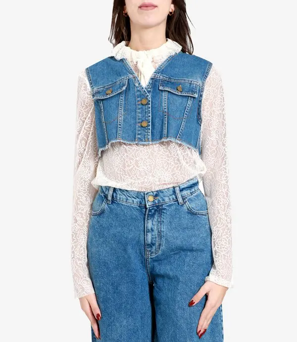 Philosophy Di Lorenzo Serafini V-neck Denim Vest