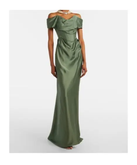 VIVIENNE WESTWOOD Nova Cocotte Draped Satin Bustier Gown - Green