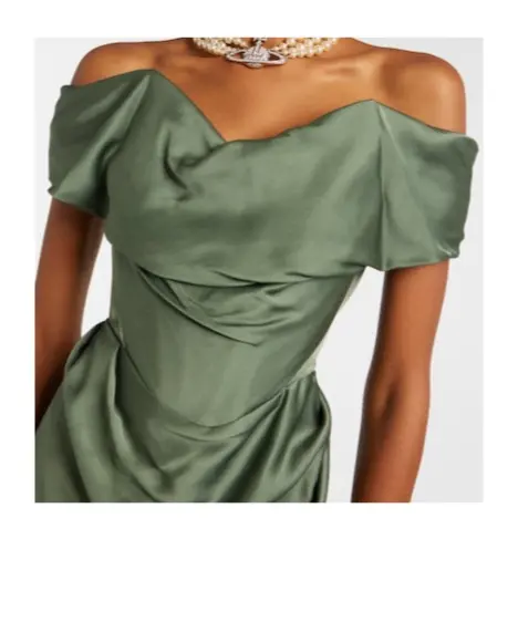 VIVIENNE WESTWOOD Nova Cocotte Draped Satin Bustier Gown - Green