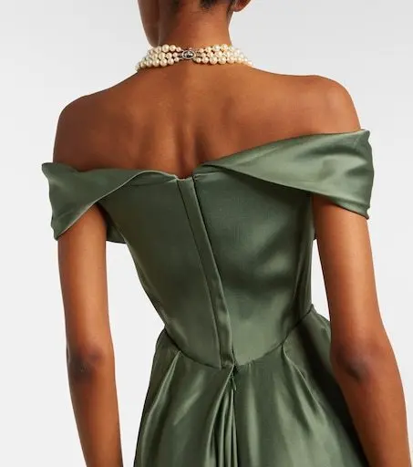 VIVIENNE WESTWOOD Nova Cocotte Draped Satin Bustier Gown - Green