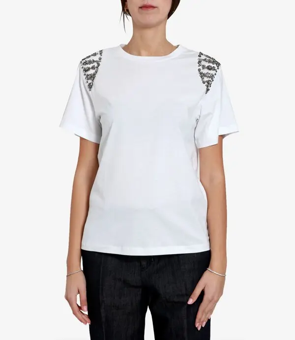 Alberta Ferretti Embellished Shoulder T-shirt