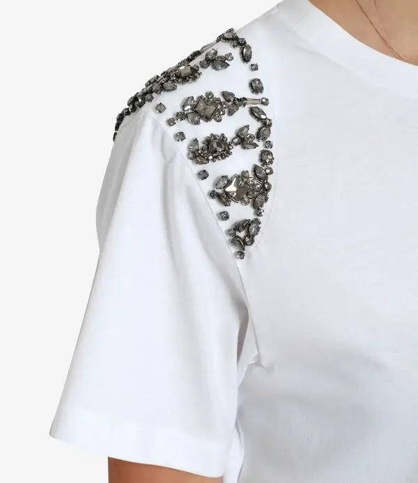 Alberta Ferretti Embellished Shoulder T-shirt