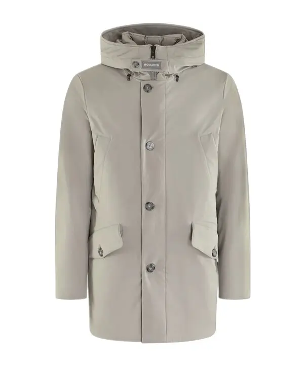 Woolrich Hooded Down Jacket With Button Fastening