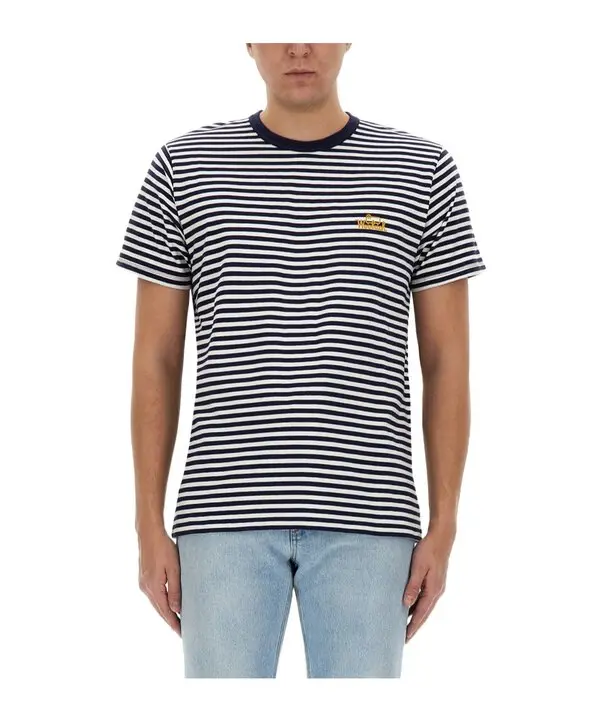 Woolrich Logo Embroidered Striped T-shirt