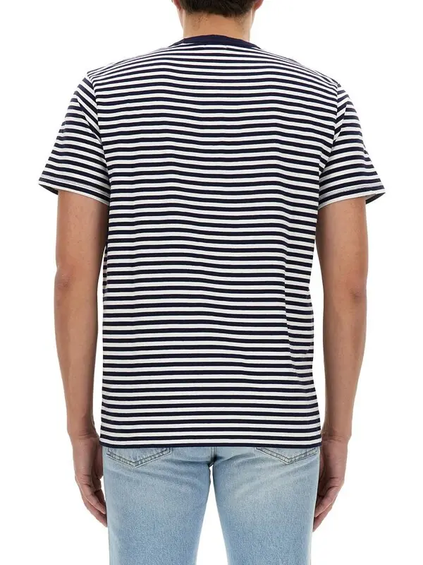 Woolrich Logo Embroidered Striped T-shirt