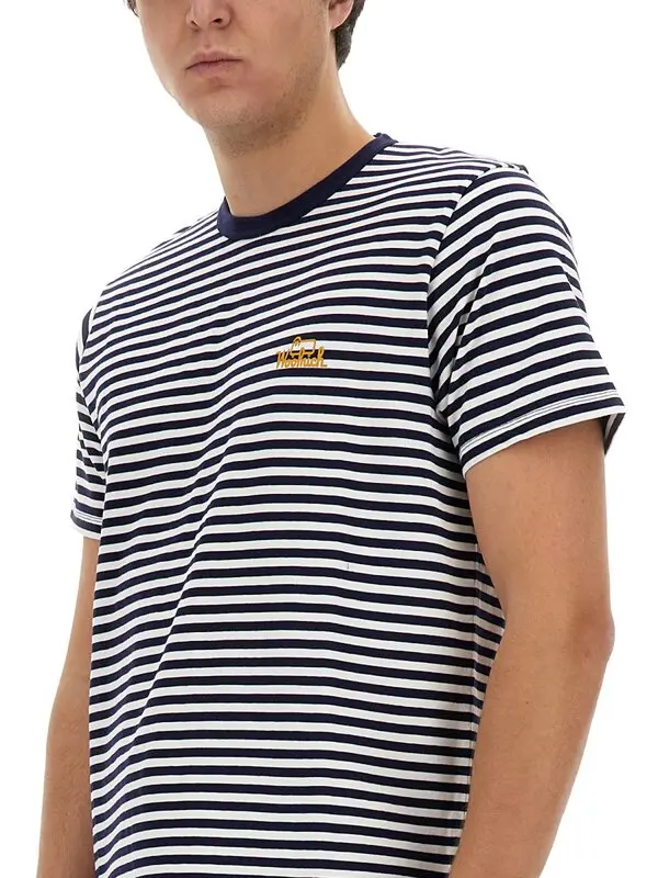 Woolrich Logo Embroidered Striped T-shirt