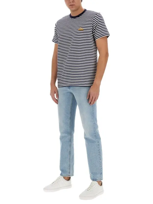Woolrich Logo Embroidered Striped T-shirt