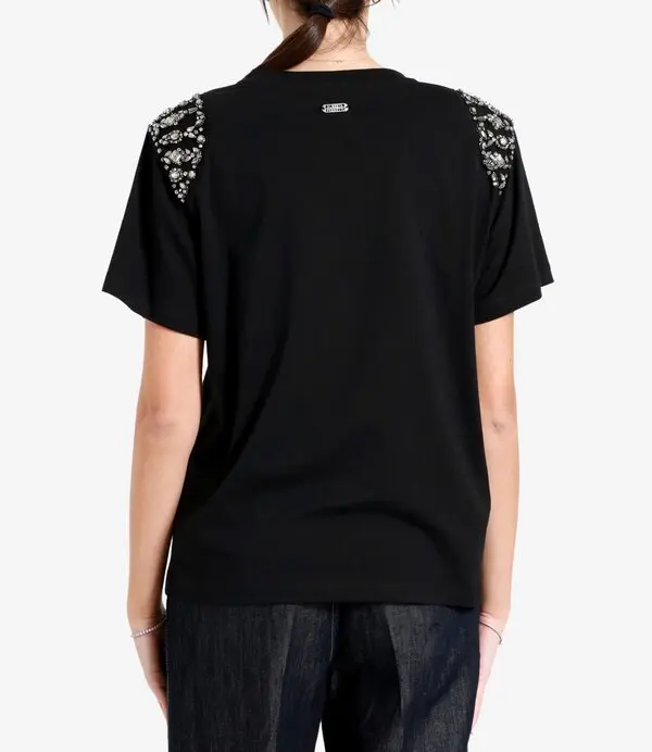 Alberta Ferretti Embellished Shoulder T-shirt