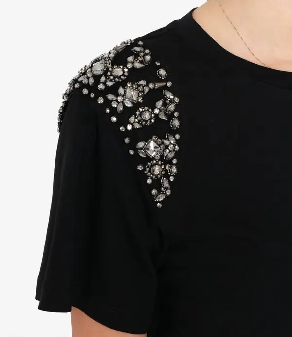 Alberta Ferretti Embellished Shoulder T-shirt