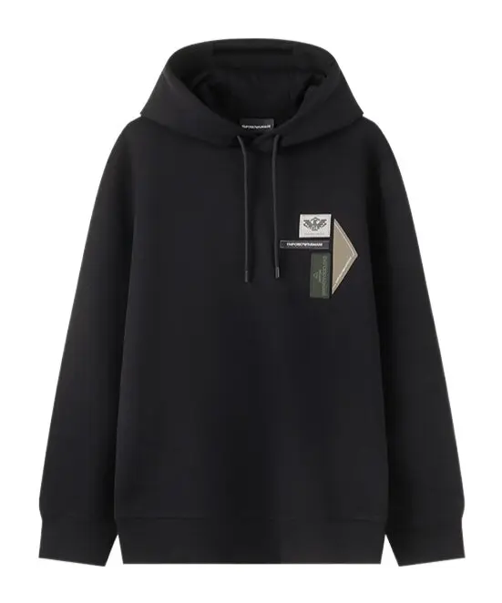Emporio Armani Logo Patch Drawstring Hoodie