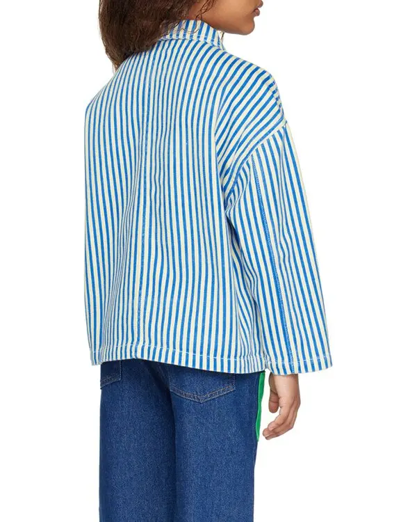 BOBO CHOSES Striped Denim Jacket With Patch Pockets