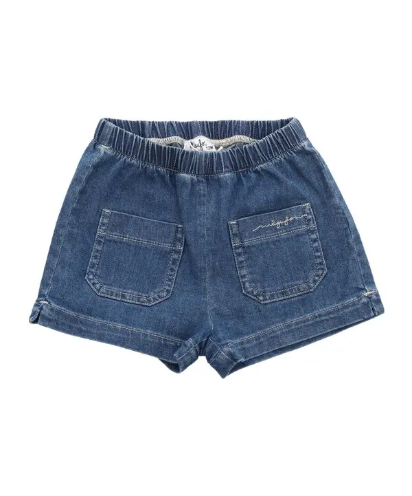 IL GUFO Logo-embroidered Elastic Waist Denim Shorts - Blue