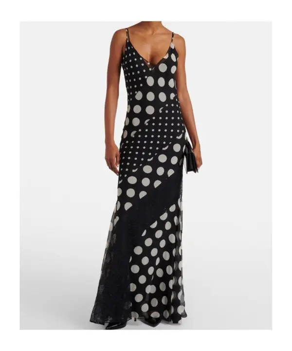 Nina Ricci Polka-dot Silk Maxi Dress