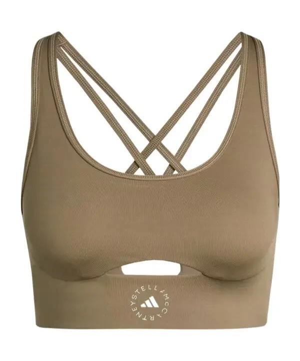 Adidas By Stella McCartney Cross-back Cutout Sports Bra - Brown Moss