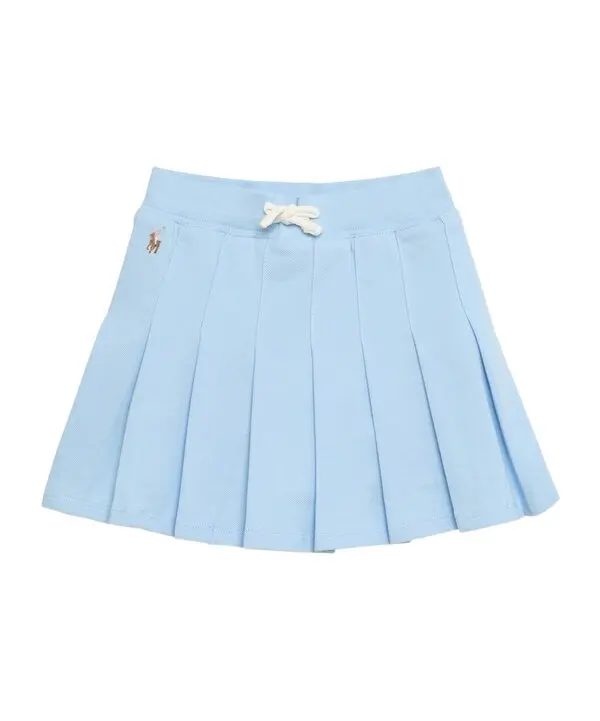 Polo Ralph Lauren Pleated Overlapping-panel Piqué Shorts With Drawstring - Blue