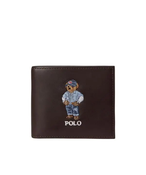 Polo Ralph Lauren Embroidered-bear Leather Billfold Wallet