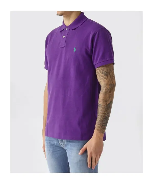 Polo Ralph Lauren Logo Embroidered Short-sleeved Polo Shirt - Purple