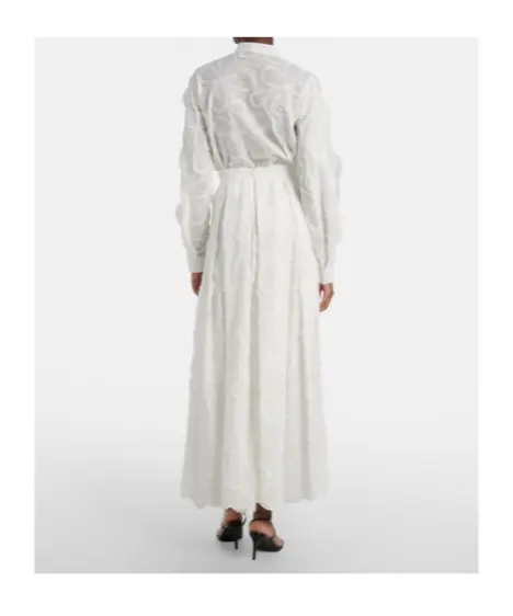 Elie Saab Embroidered Cotton-blend Midi Skirt