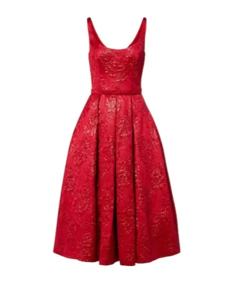 SAFIYAA LONDON Asher Floral Jacquard Midi Dress - Red