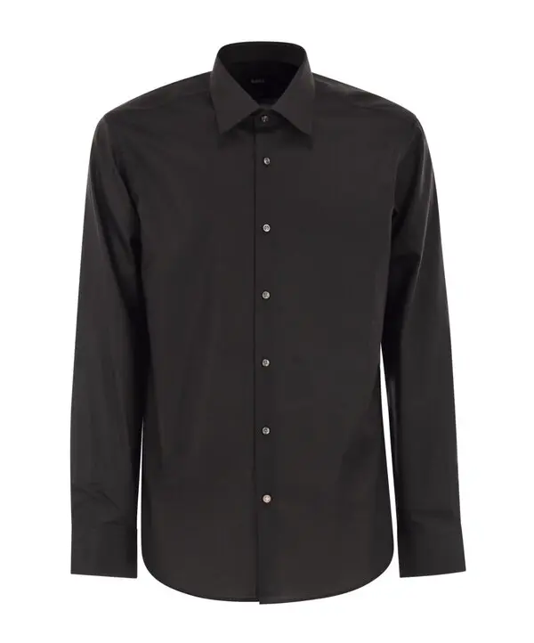 Hugo Boss Long-sleeved Curved Hem Shirt - Black